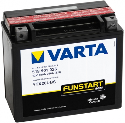 VARTA YTX20L-BS AGM Motor Accu / TX20L-4 / TX20L-BS
